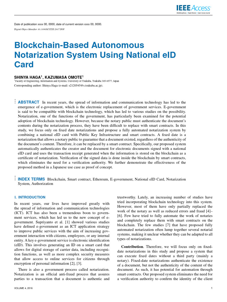 Blockchain-Based Autonomous Notarization System Us | PDF | Public Key Cryptography | Identity ...