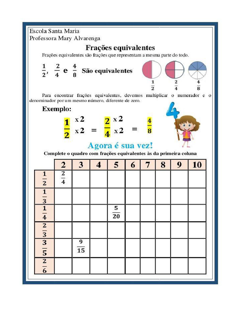 Atividades Frações Equivalentes | PDF