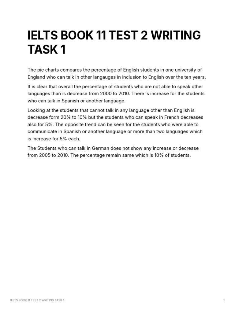 Ielts Book 11 Test 2 Writing Task 1 | PDF