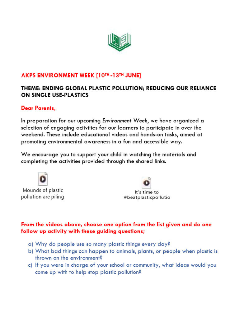 Environment Week: Combat Plastic Pollution | PDF | Natural Environment
