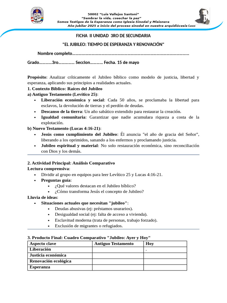 Ficha II Unidad 3ro de Secundaria | PDF