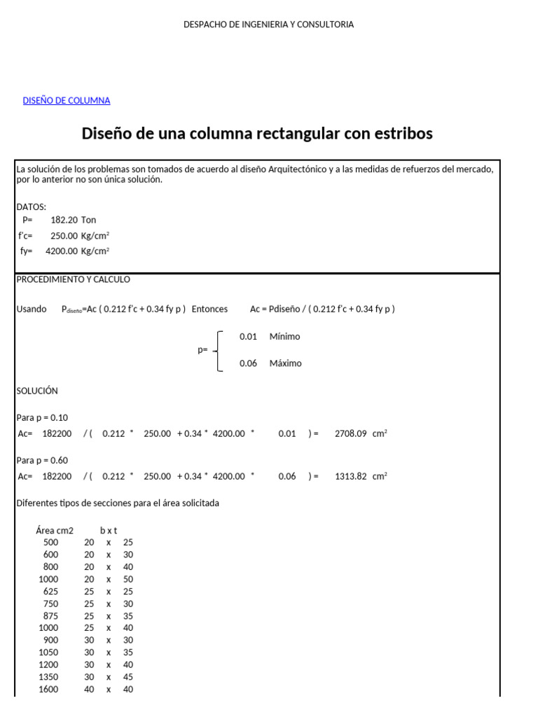 Diseño de Columna Rectangular Con Estribos | PDF