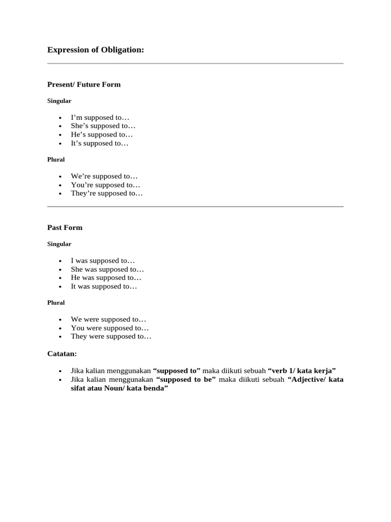 Expressions of Obligation and Necessity | PDF | Grammatical Number | Plural