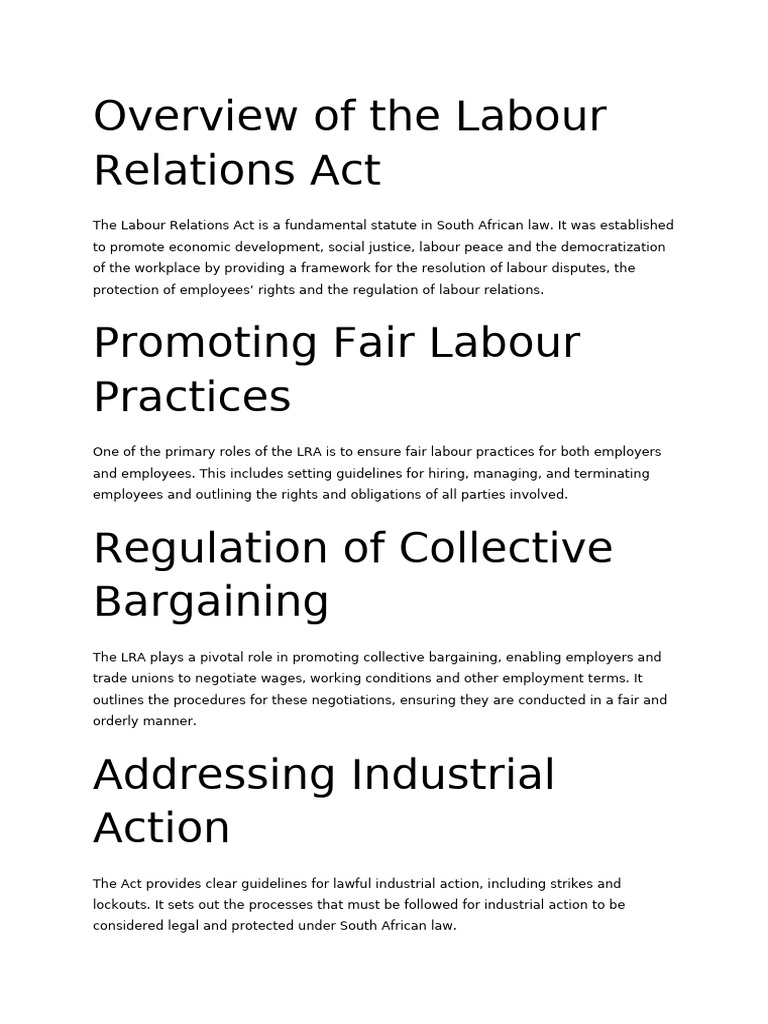 Understanding South Africa's Labour Relations Act | PDF | Labour Law ...