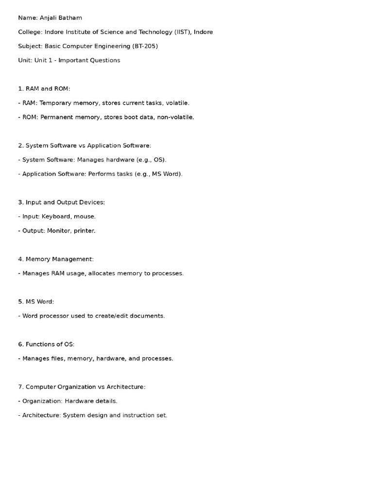 BT205 Unit1 Handwritten AnjaliBatham | PDF