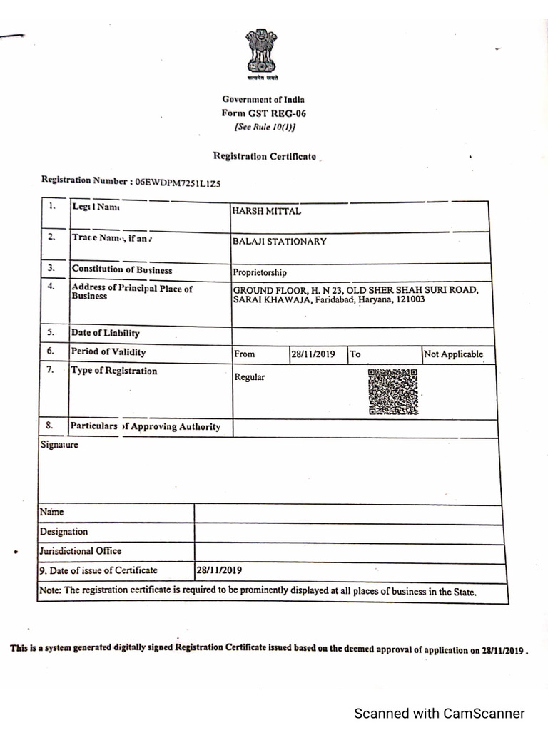 GST Certificate | PDF
