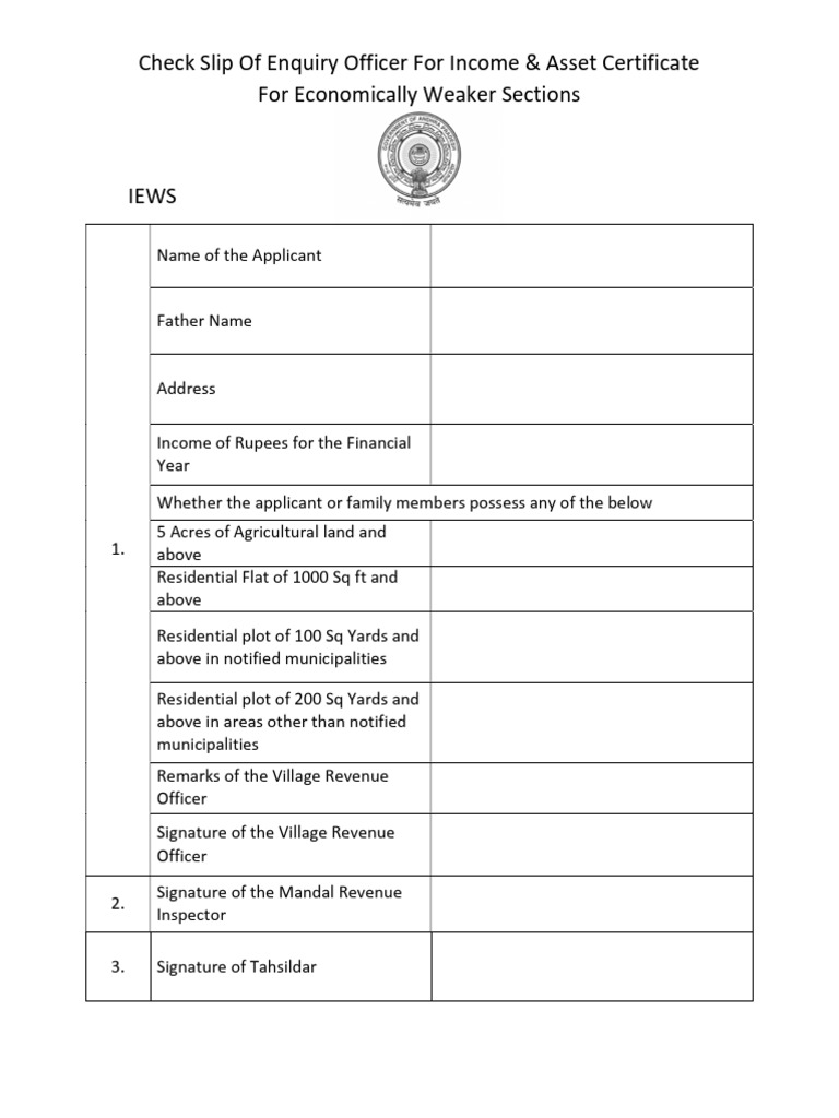 IEWS Check Slip, Statement & Panchanama | PDF