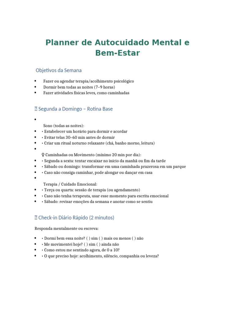 Planner Autocuidado Mental | PDF