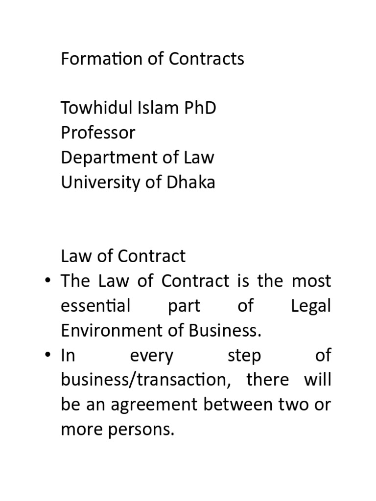 Formation of Contracts | PDF | Breach Of Contract | Civil Law (Legal ...