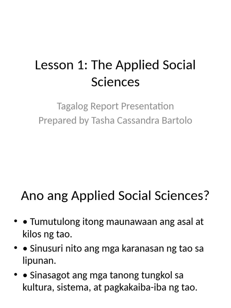Applied Social Sciences Presentation Tagalog | PDF