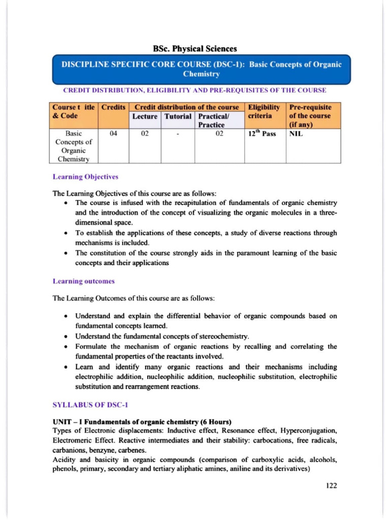 B.SC PSC Sem 1 Syllabus | PDF | Momentum | Force