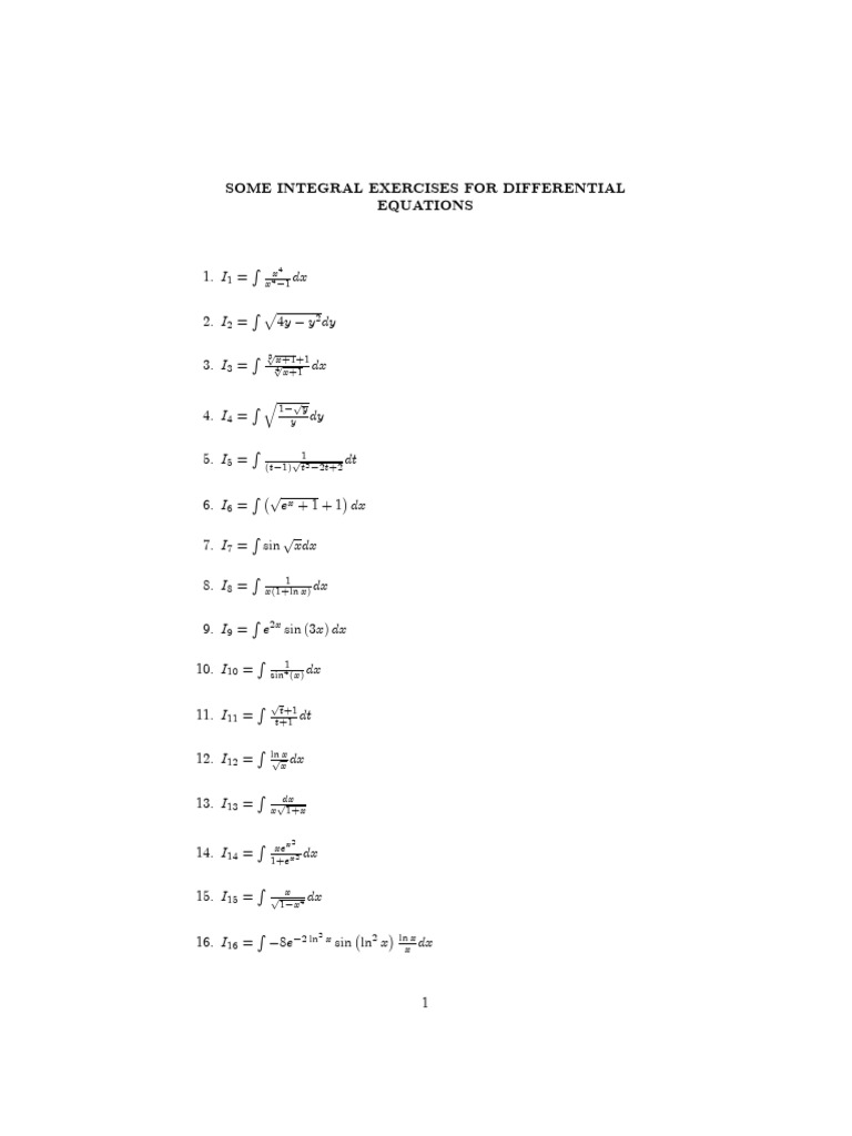 Exercises For Integrals (MAT 224) | PDF