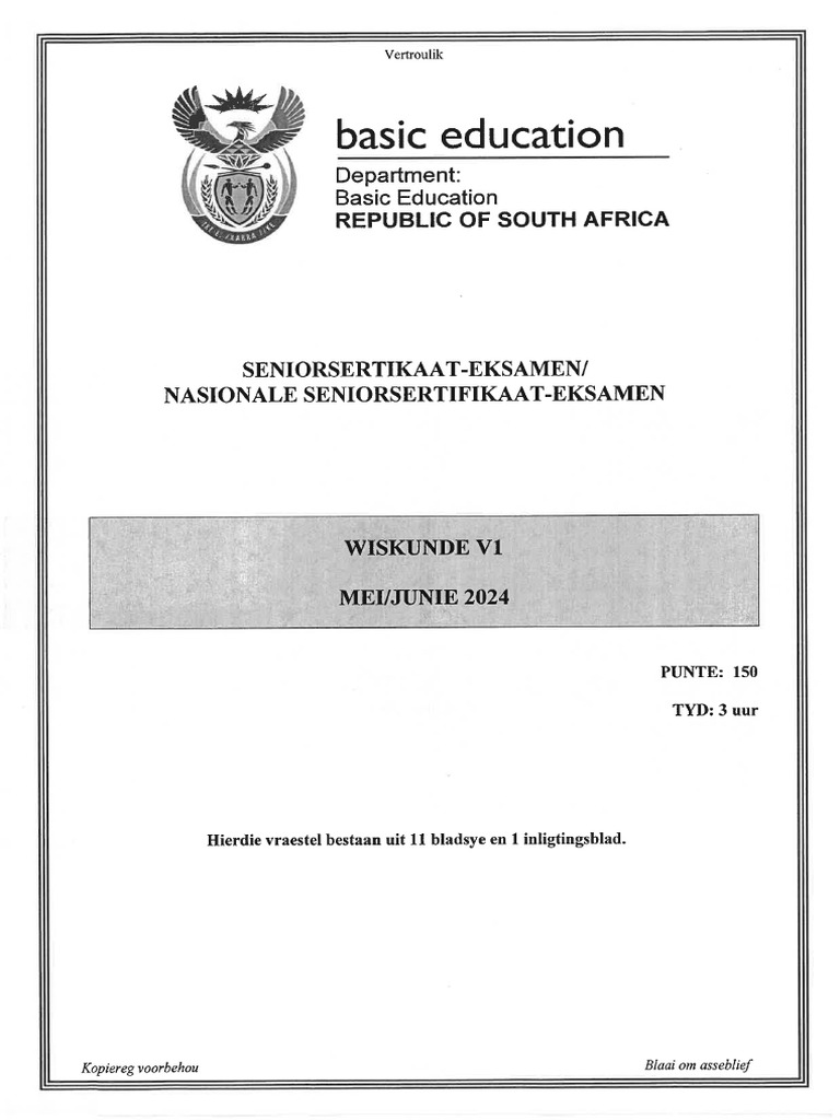 Mathematics Dbe NSC Grade 12 Past Exam Papers p1 May June Question ...