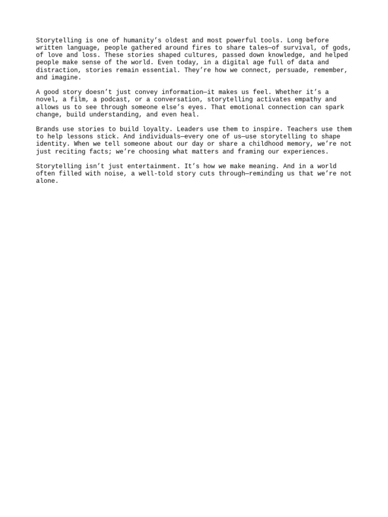 Essay About Storytelling | PDF