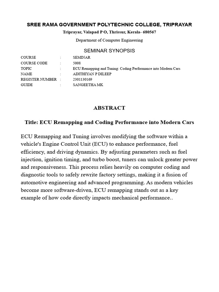 ECU Remapping and Tuning Seminar | PDF