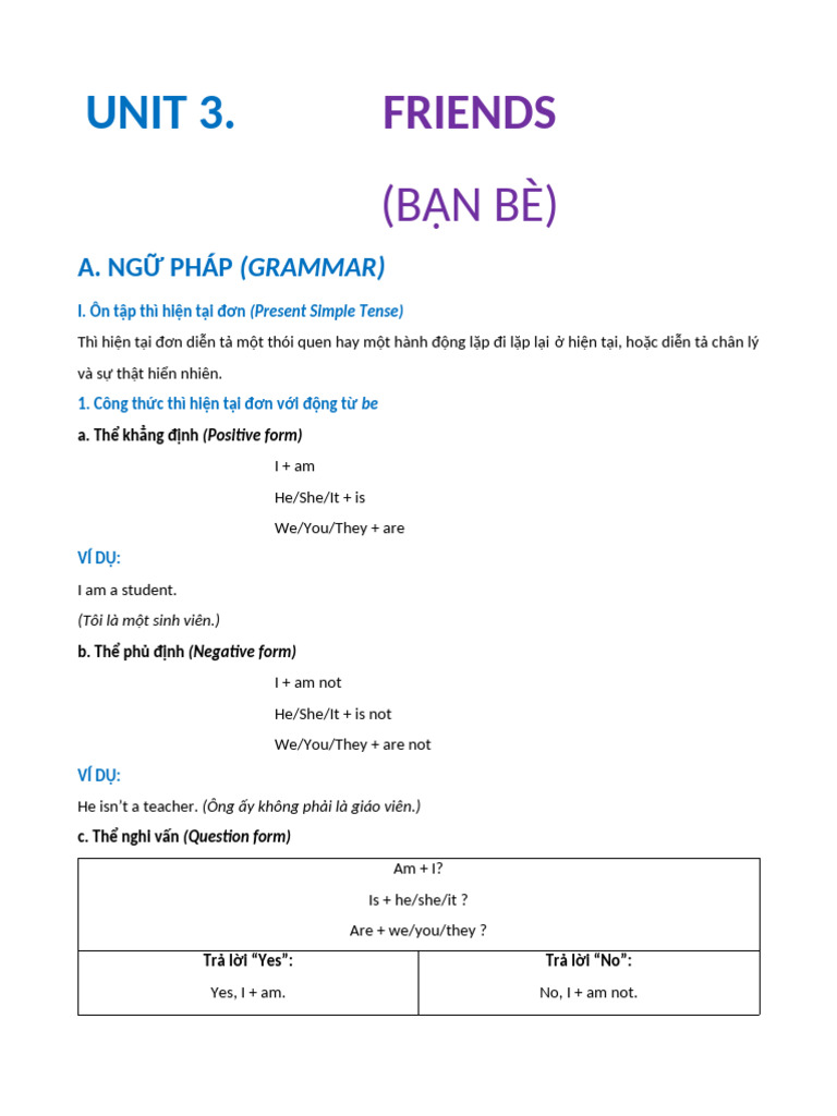 Unit 3. Friends | PDF