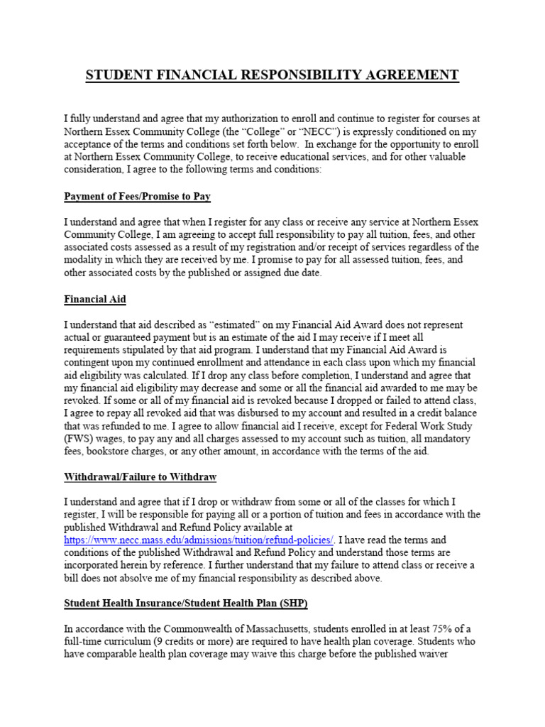 NECC Student Financial Responsibility Agreement | PDF | Student ...