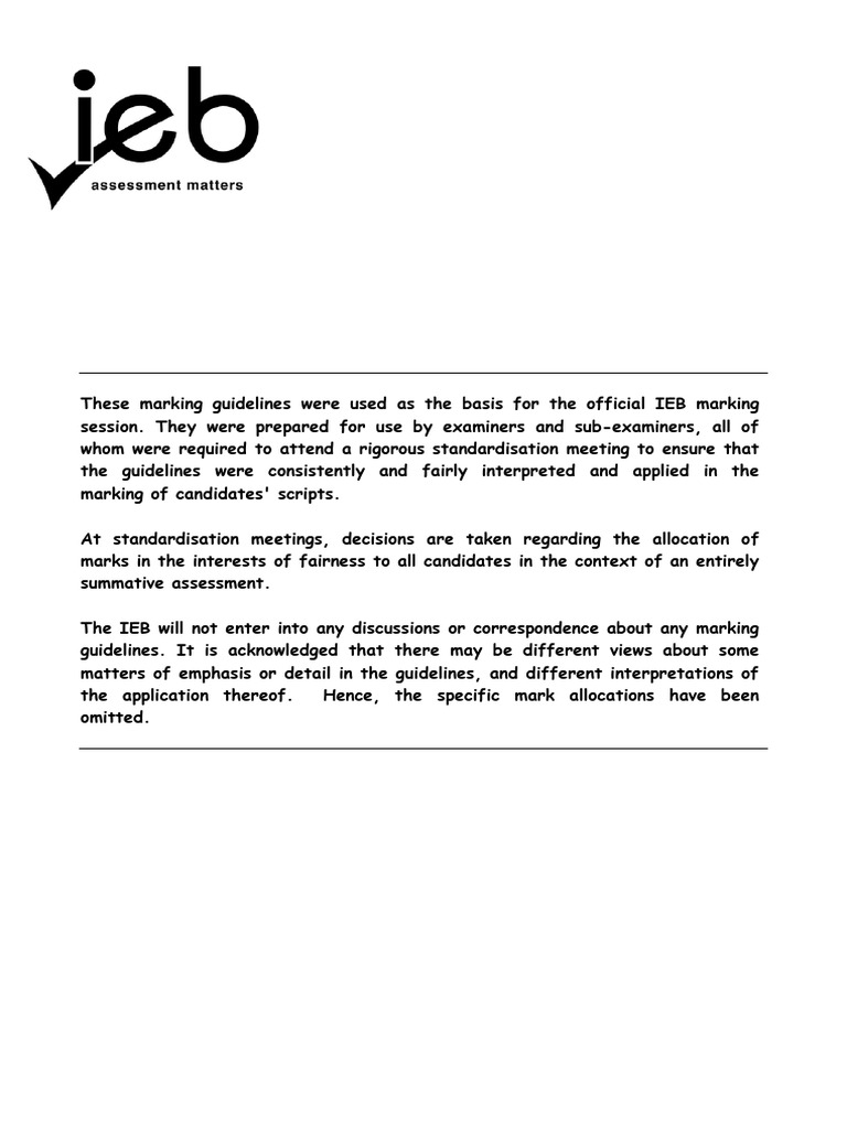 IEB Mathematics Paper II Marking Guide | PDF