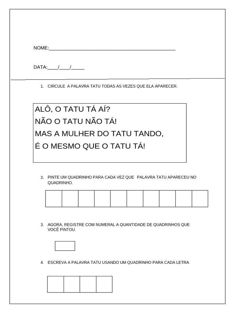 Sequencia Didc3a1tica Alo o Tatu Ta Ac3ad 1 | PDF | Zoologia