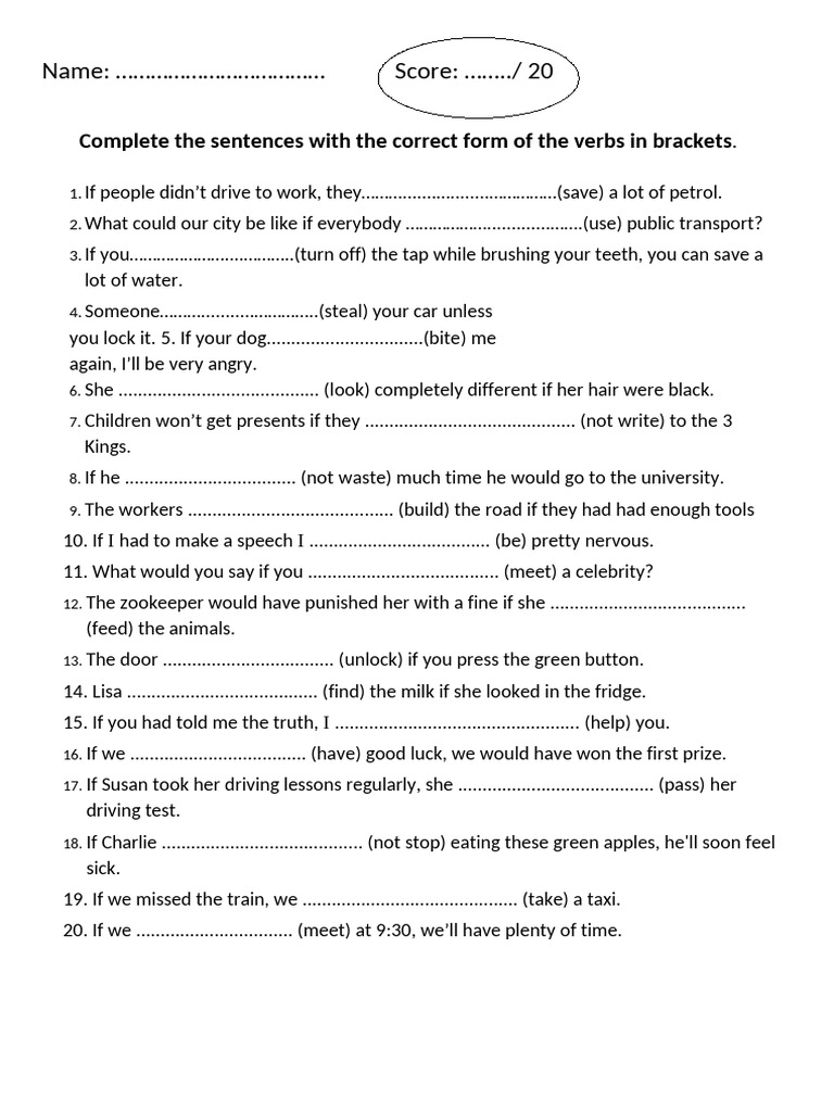 Conditional Sentences Exercise | PDF
