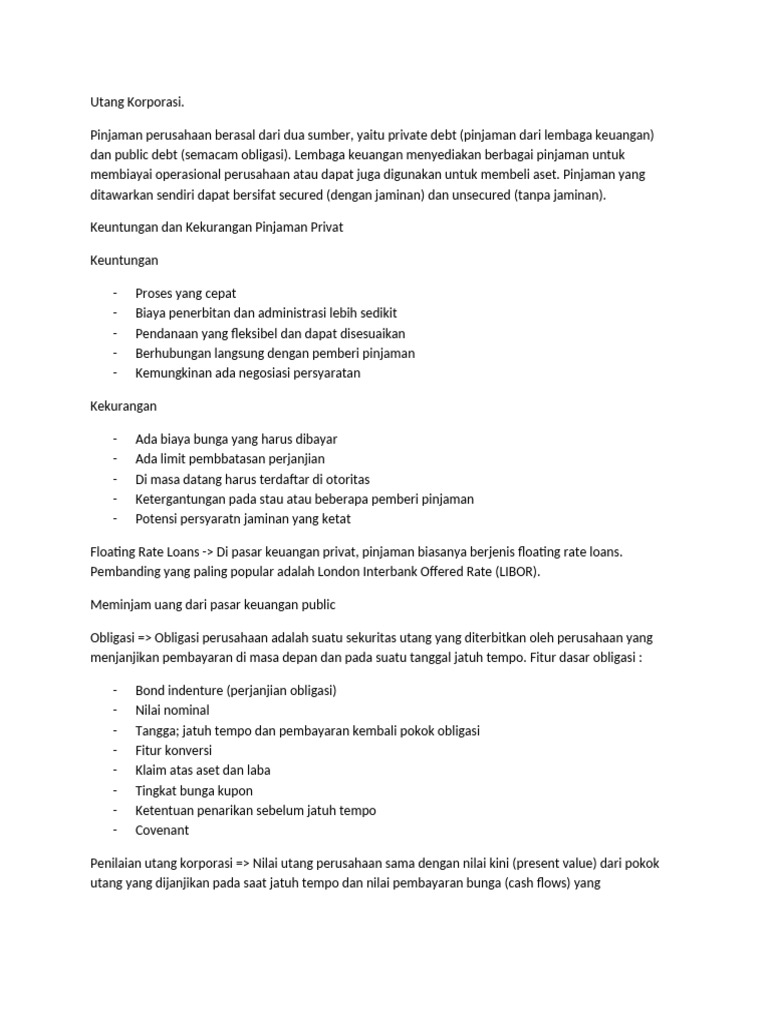 Utang Korporasi | PDF