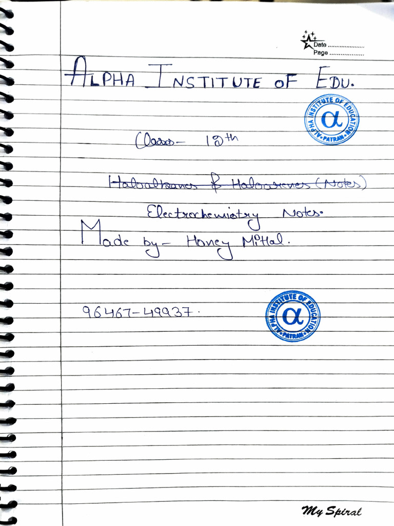 Electrochemistry Notes Alpha | PDF