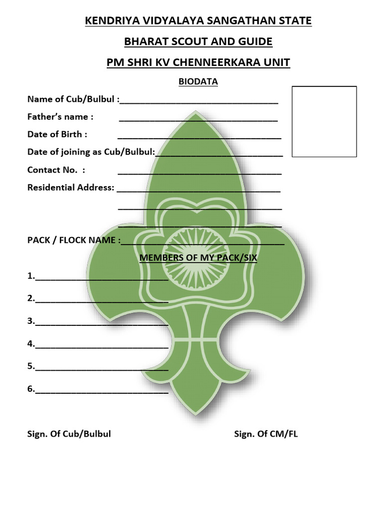 Cub & Bulbul Biodata Format | PDF