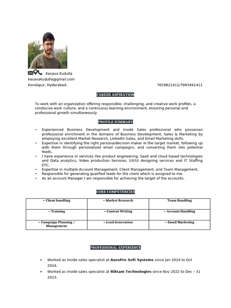 Kesava Kudulla Resume | PDF | Linked In | Business