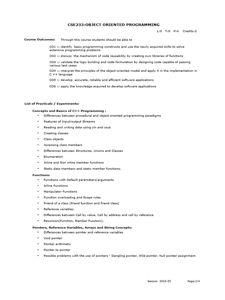 frmCourseSyllabusIPDownload (5) | PDF | C++ | Pointer (Computer ...