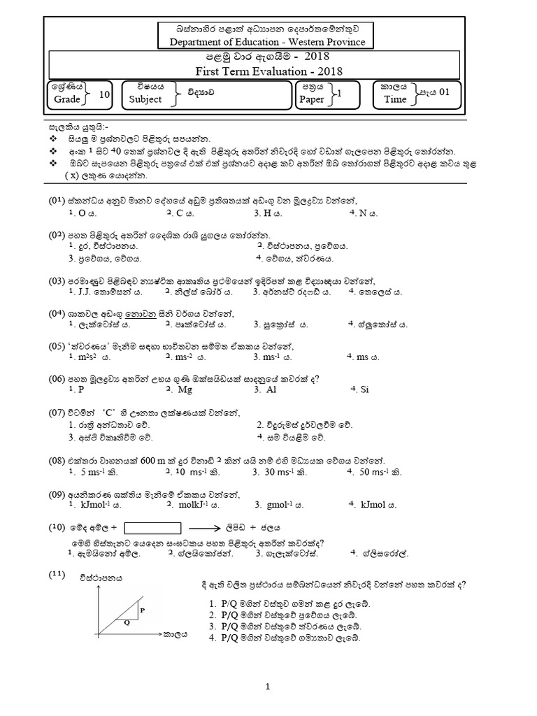 g10 Science SM 2018 WP t1 | PDF
