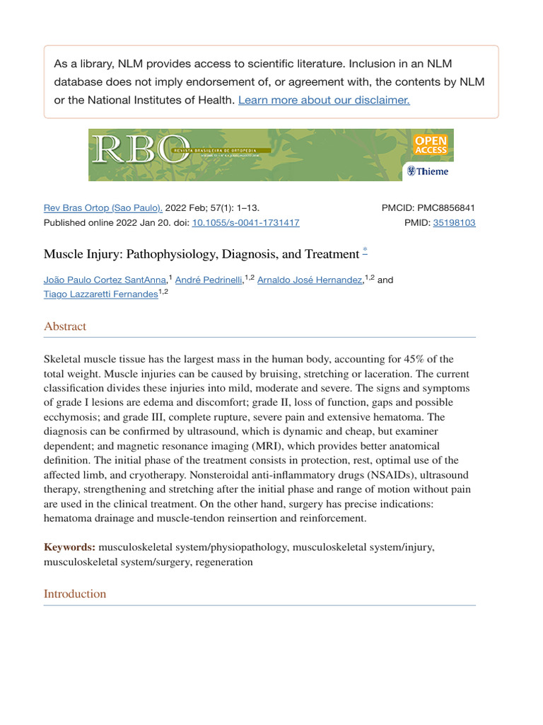 Muscle Injury: Types and Treatments | PDF | Medical Imaging | Skeletal ...