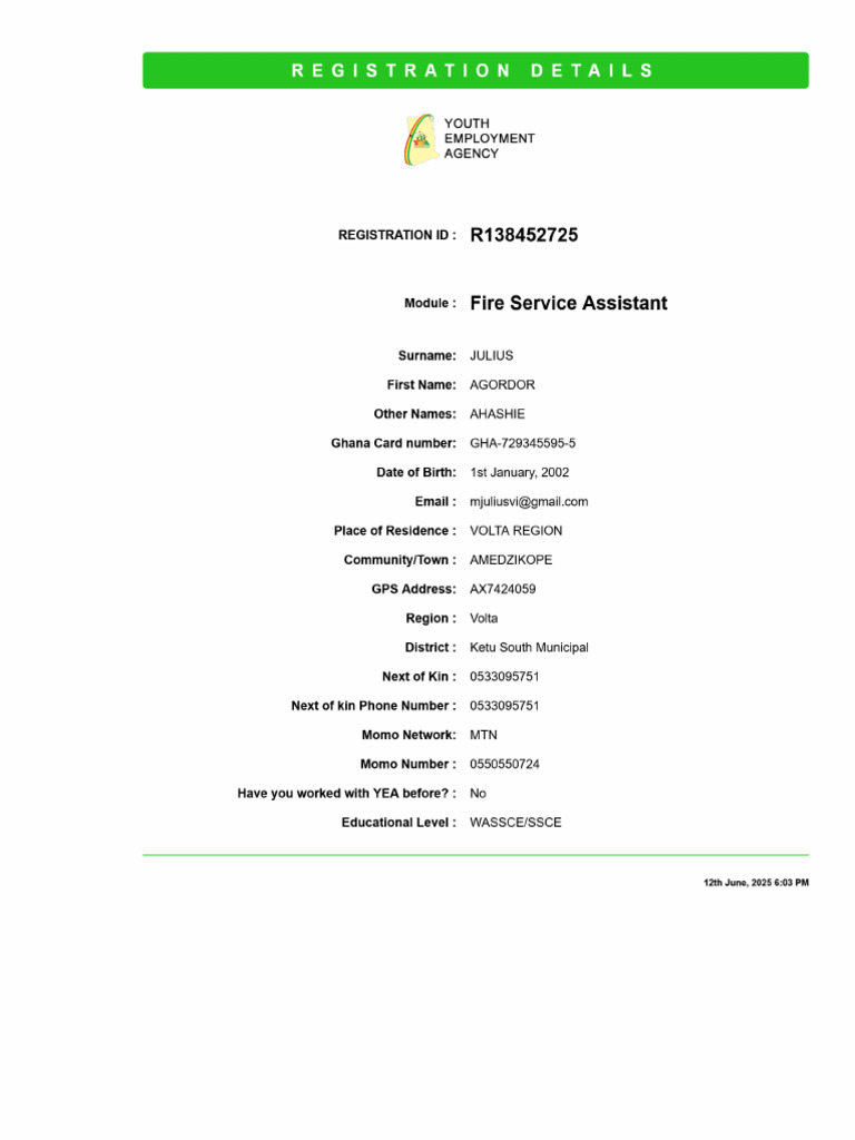 Registration Receipt 1 | PDF