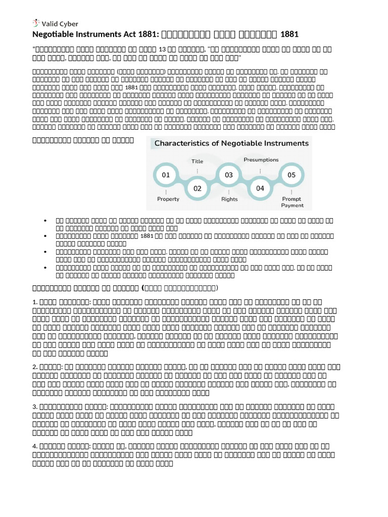 Negotiable Instruments Act 1881 | PDF