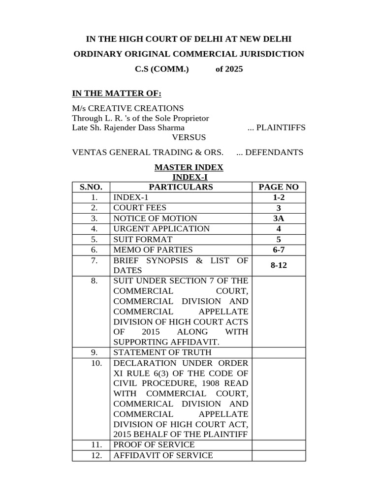 Delhi High Court Case: Creative Creations vs. Ventas | PDF | Lawsuit ...