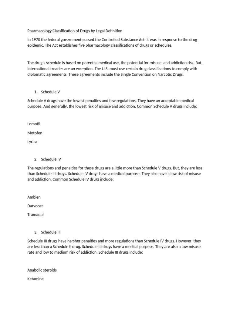 CDI7 Pharmacology Classification of Drugs by Legal Definition | PDF | Medical Treatments ...