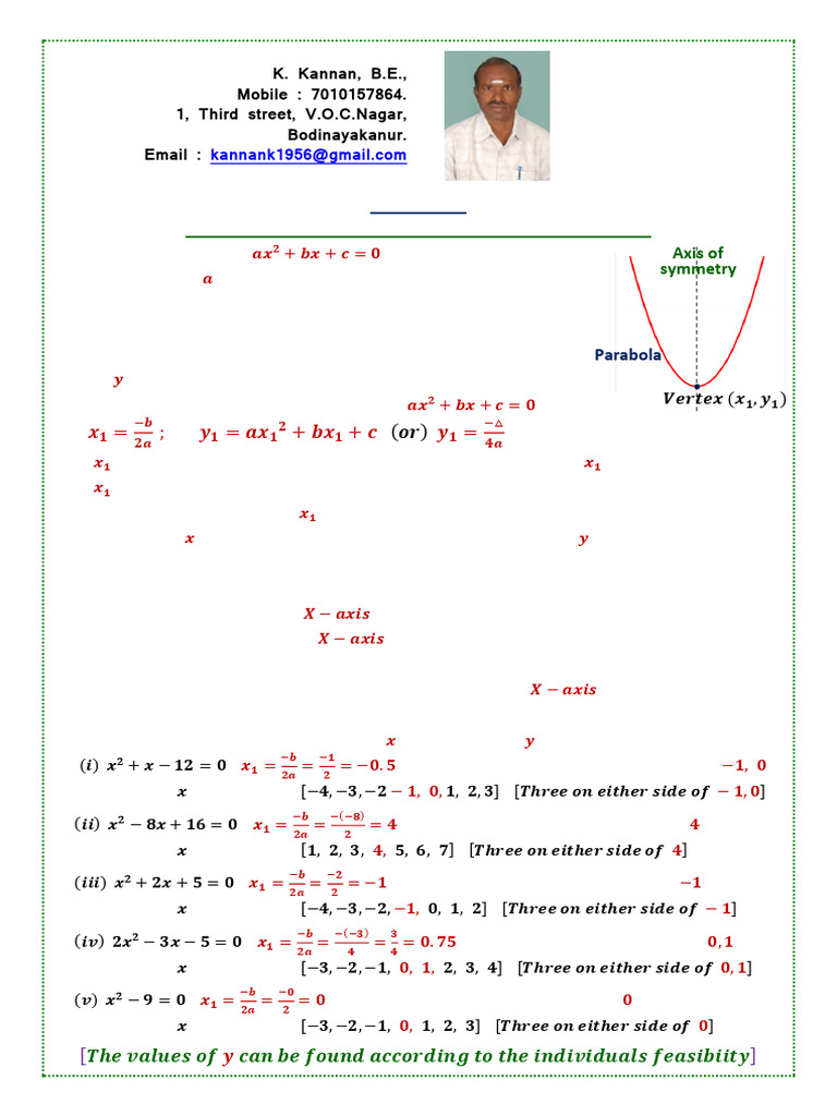 Namma Kalvi 10th Maths Graph Study Material em 218149 | PDF | Quadratic Equation | Mathematics