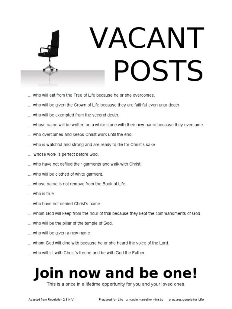 Vacant Posts: Join Now and Be One! | PDF
