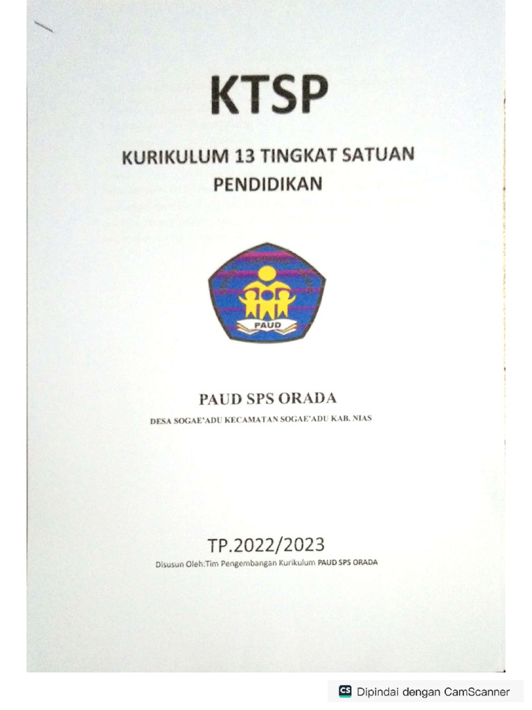 LEMBAR PENGESAHAN KTSP PAUD Sinar | PDF