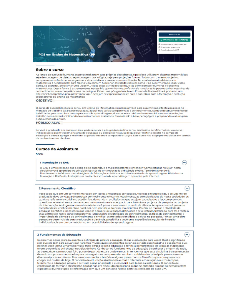 Curso 24 Pos em Ensino de Matematica - Docx - Documentos Google | PDF