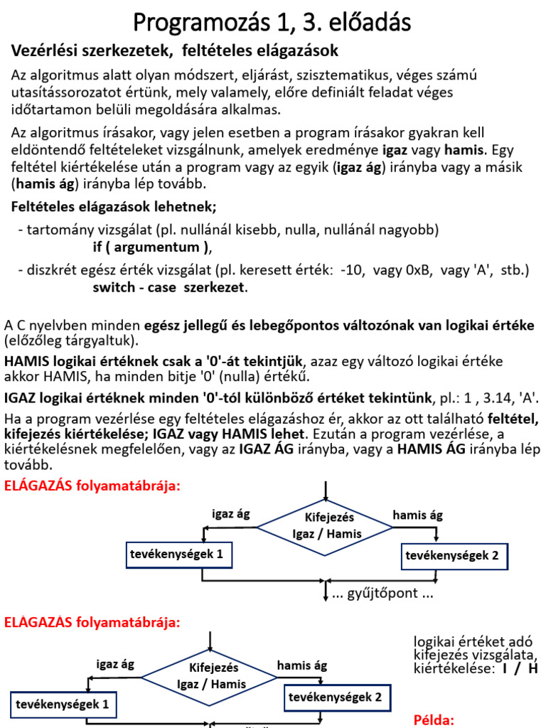 Prog1 03e Elagazasok PDF | PDF