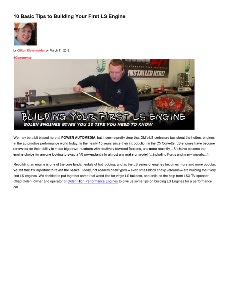 LS Engine Build Tips for Beginners | PDF | Engines | Automotive ...