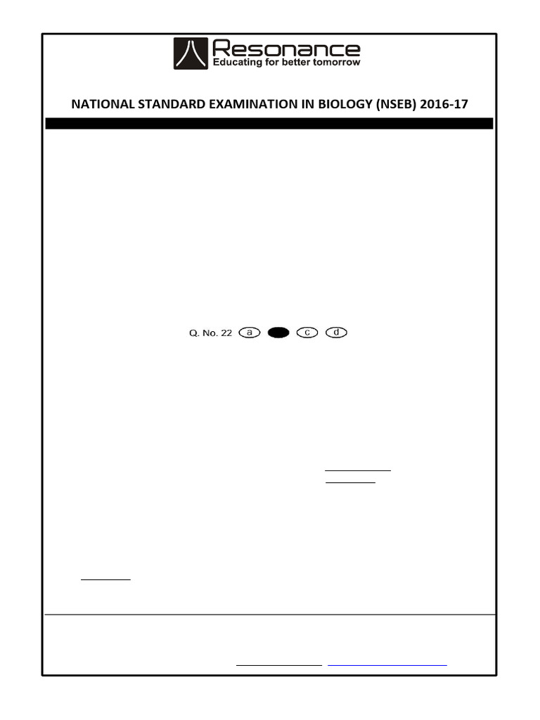 NSEB 2016-17 Biology Exam Details | PDF | Complementary Dna | Biology