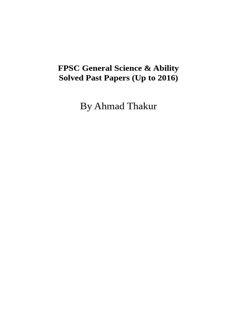 FPSC General Science and Ability - Solved Past Papers | PDF | Cell ...