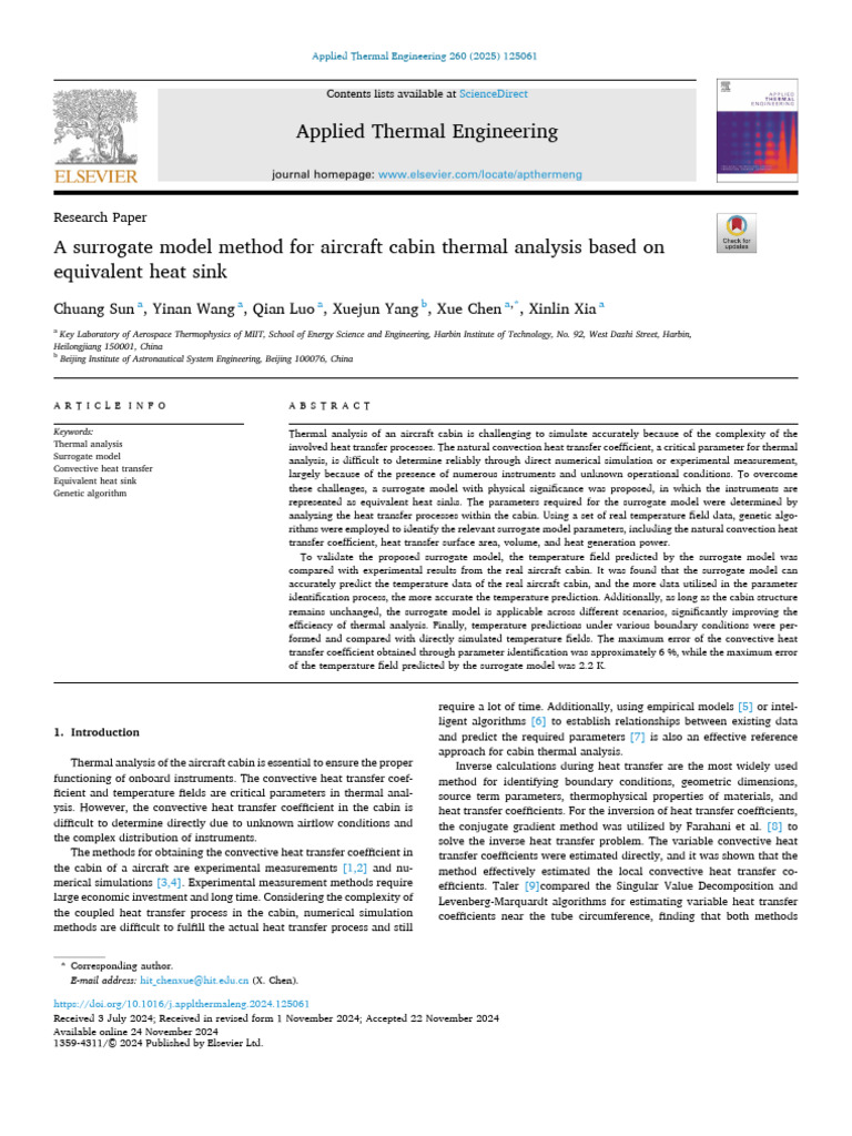 A Surrogate Model Method For Aircraft Cabin Thermal Analysis Based On Equivalent Heat Sink | PDF ...