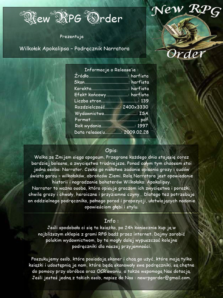 Wilkolak Apokalipsa - Podrecznik Narratora | PDF