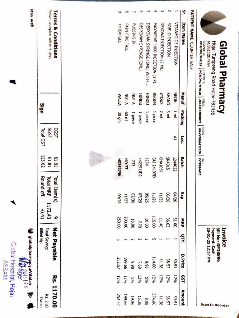 Robi-D Injection Purchase Invoice | PDF | Pharmacy | Pharmacology