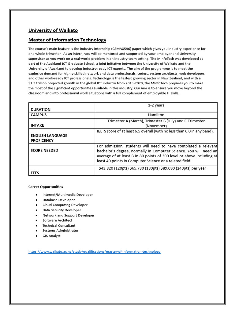 Master of Information Technology | PDF | Postgraduate Education | Master's Degree