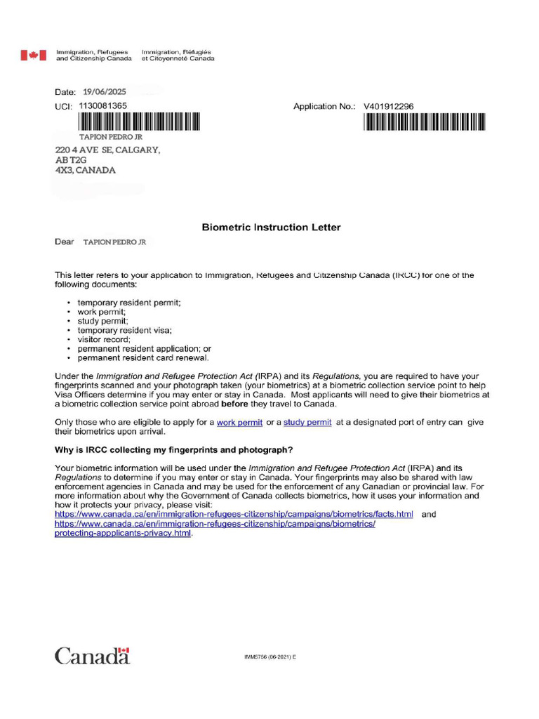 Tapion Pedro JR Biometrics Verification | PDF