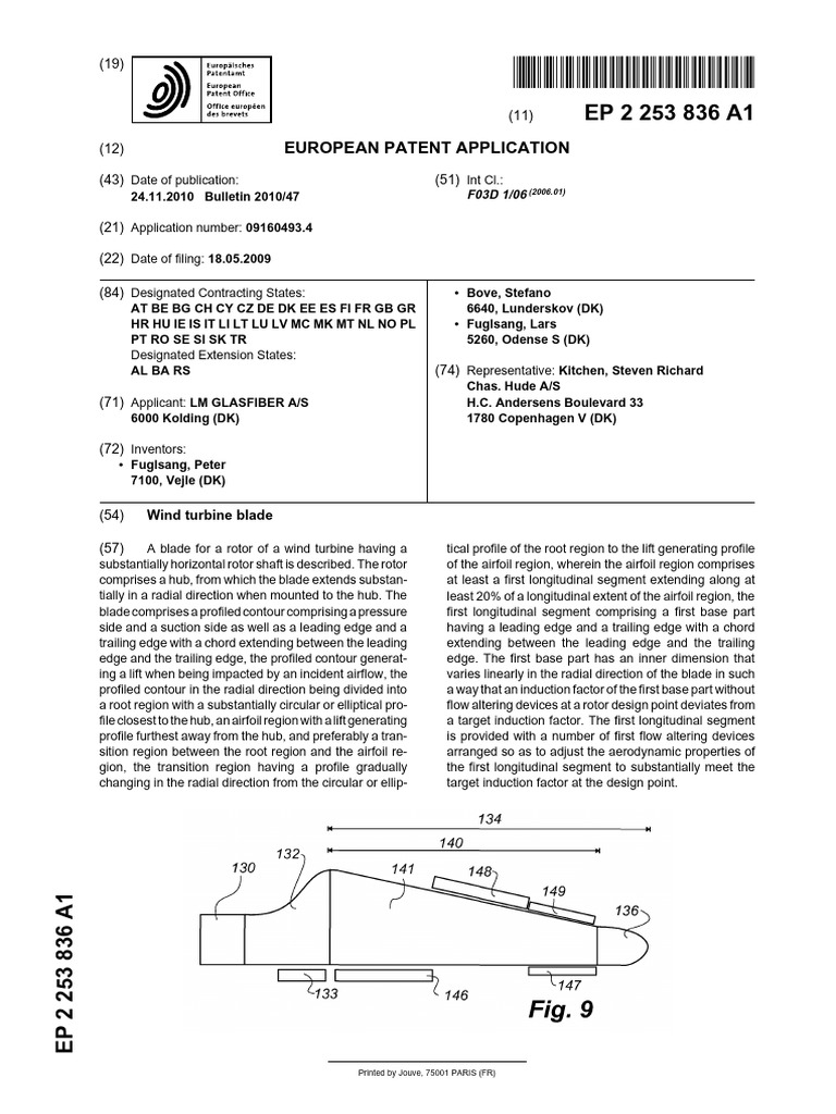 Blade Design EP2253836A1 | PDF | Turbine | Lift (Force)