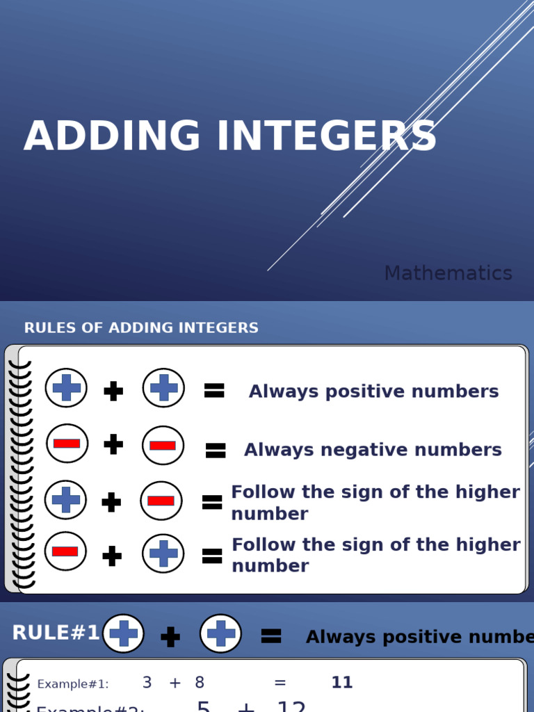 Integer Addition and Subtraction Rules | PDF | Mathematics | Arithmetic
